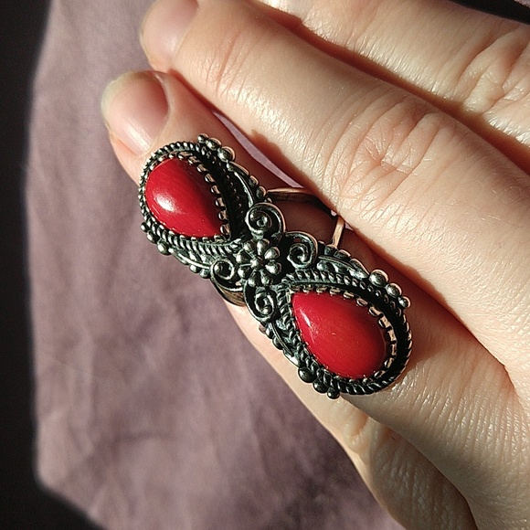 Jewelry | Red Coral Ring Sterling Silver 925 Carolyn Pollack American ...